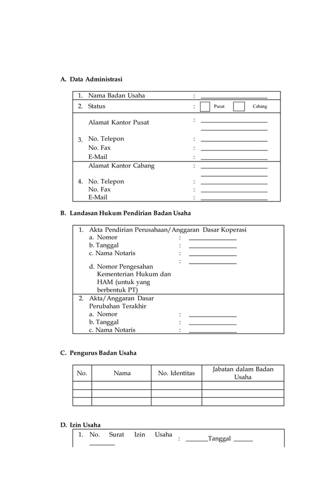 Data administrasi isian | PDF