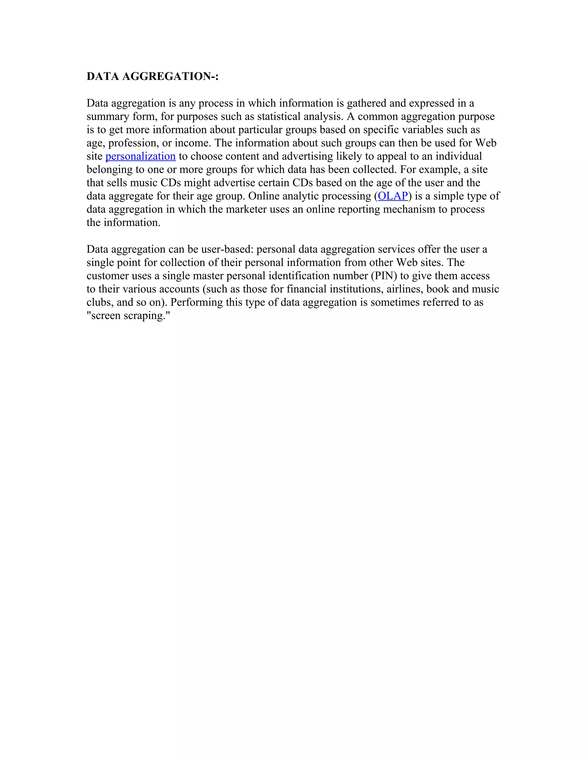 Data aggregation | PDF