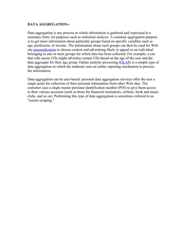 Data aggregation | PDF