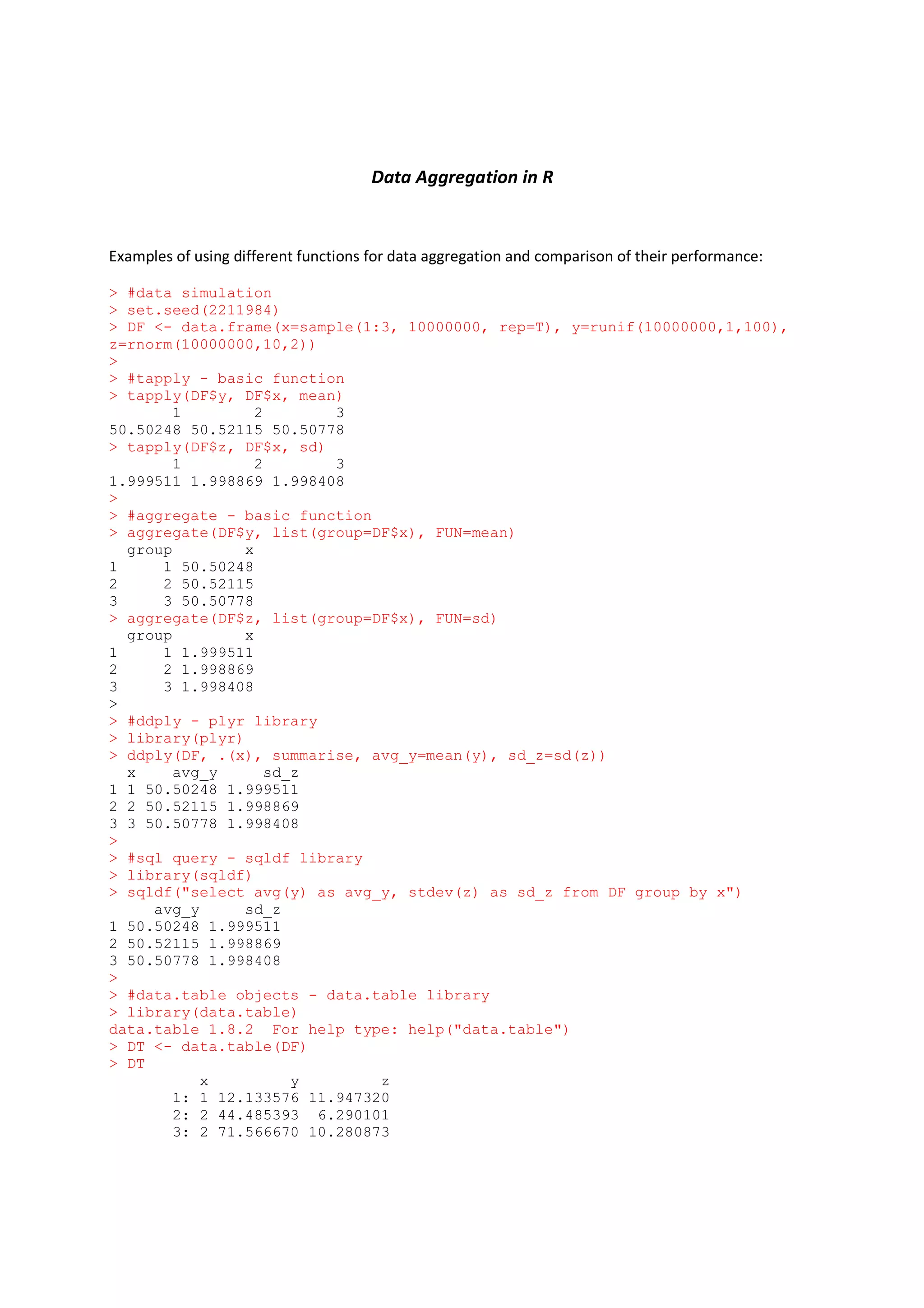 Data aggregation in R | PDF