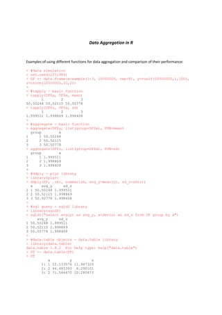 Data aggregation in R | PDF