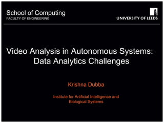 Video Analysis in Autonomous Systems: Data Analytics Challenges | PDF