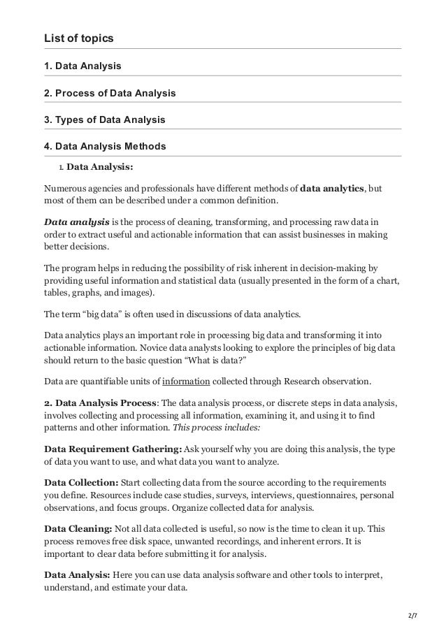 what is ..how to process types and methods involved in data analysis | PDF