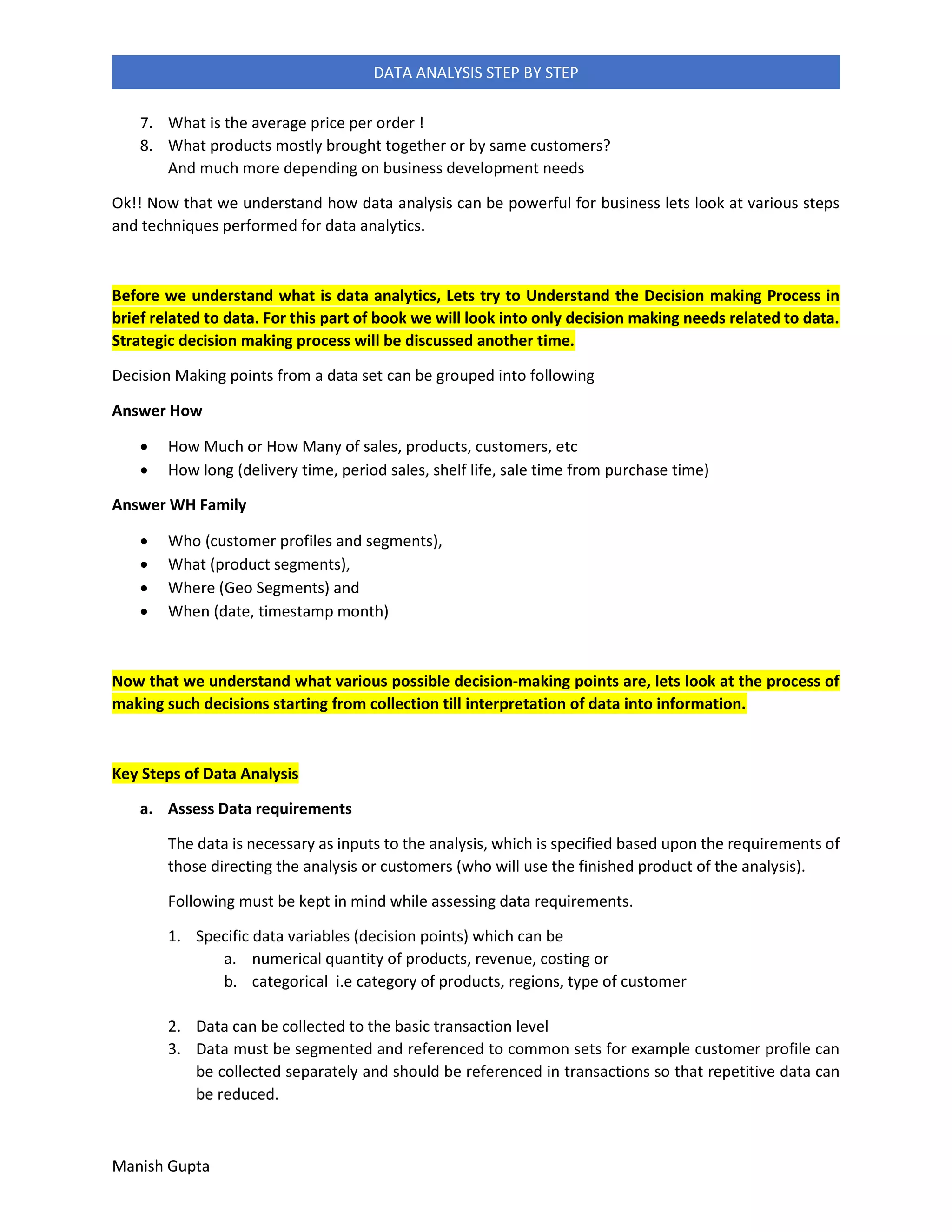 Data analysis step by step guide | PDF