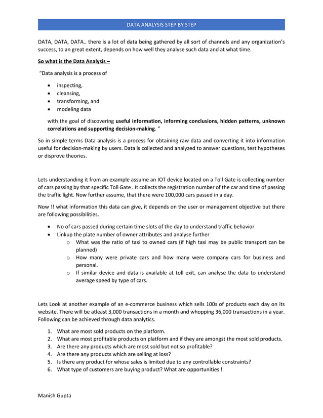 Data analysis step by step guide | PDF | Business | Business and Finance