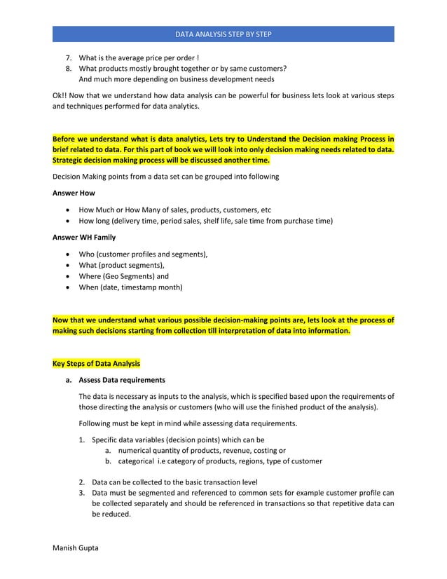Data analysis step by step guide | PDF | Business | Business and Finance