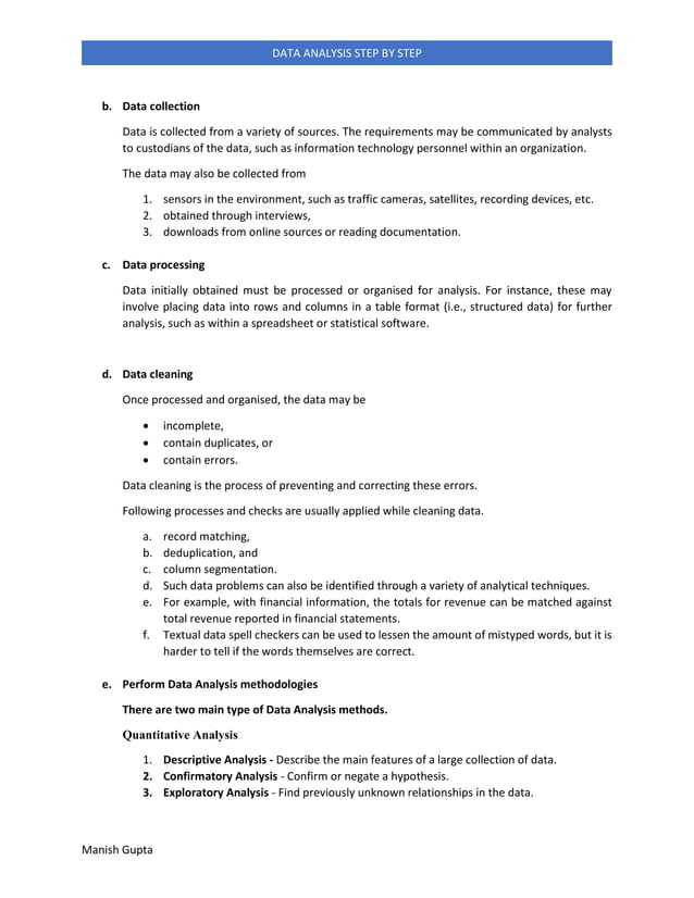 Data analysis step by step guide | PDF | Business | Business and Finance