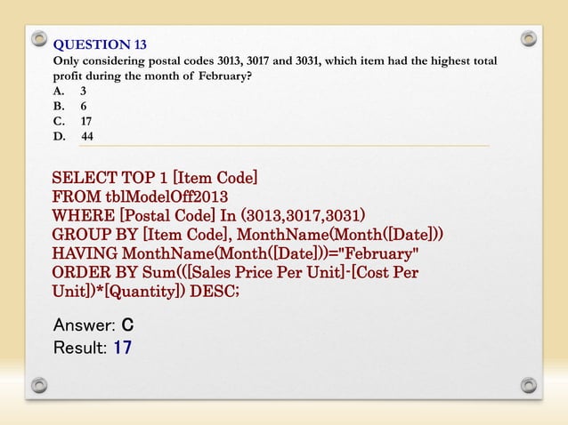 Data analysis accesssql_modeloff | PPT