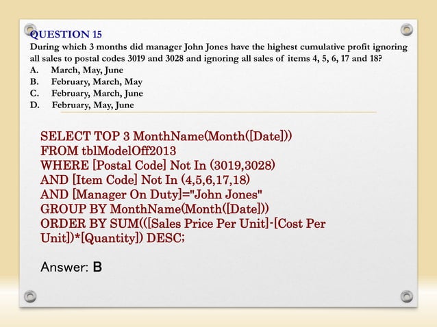 Data analysis accesssql_modeloff | PPT