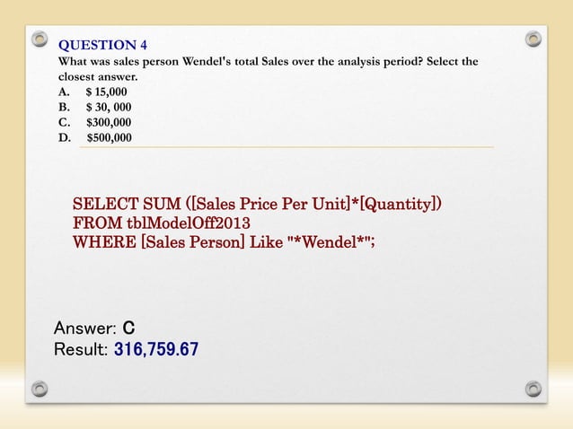 Data analysis accesssql_modeloff | PPT
