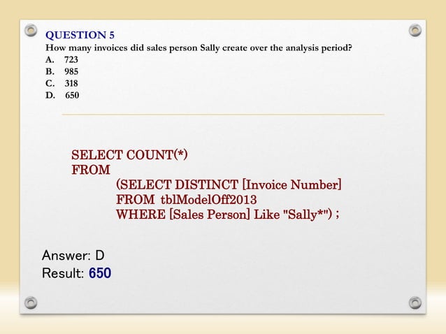 Data analysis accesssql_modeloff | PPT