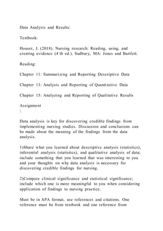 Data Analysis and ResultsTextbookHouser, J. (2018). Nursin | PDF