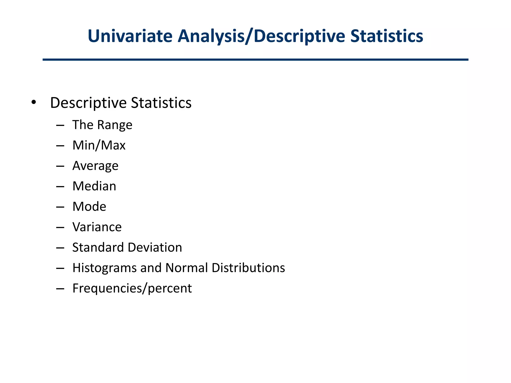 Univariate And Bivariate Analysis In Spss Pptx