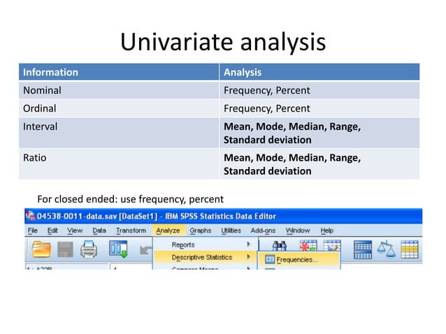 univariate and bivariate analysis in spss | PPTX