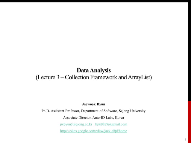 데이터 분석 3 - Java Collection Framework와 ArrayList | PPT