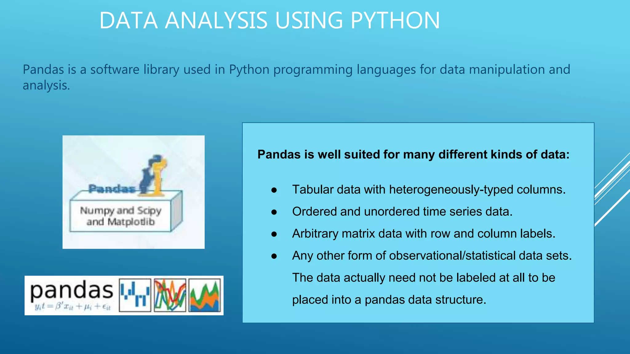 Data Analysis packages | PPTX | Programming Languages | Computing
