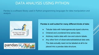 Data Analysis packages | PPTX | Programming Languages | Computing