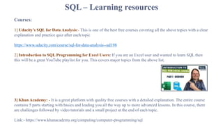 Data Analysis – Technical learnings | PPT