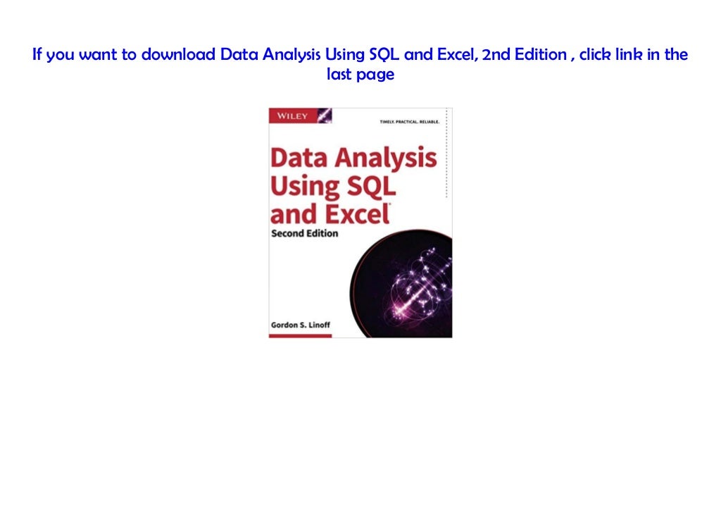[#PDF~] Data Analysis Using SQL and Excel, 2nd Edition