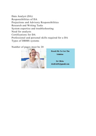Data Analyst (DA)Responsibilities of DAProjections and Advisory .docx