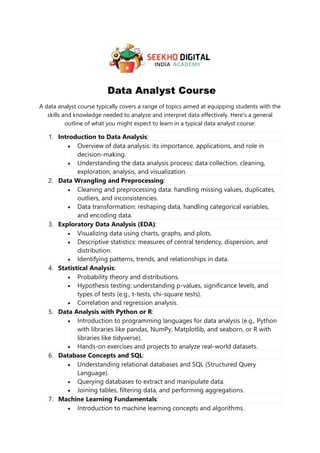 advance data analyst course in mohali | PDF