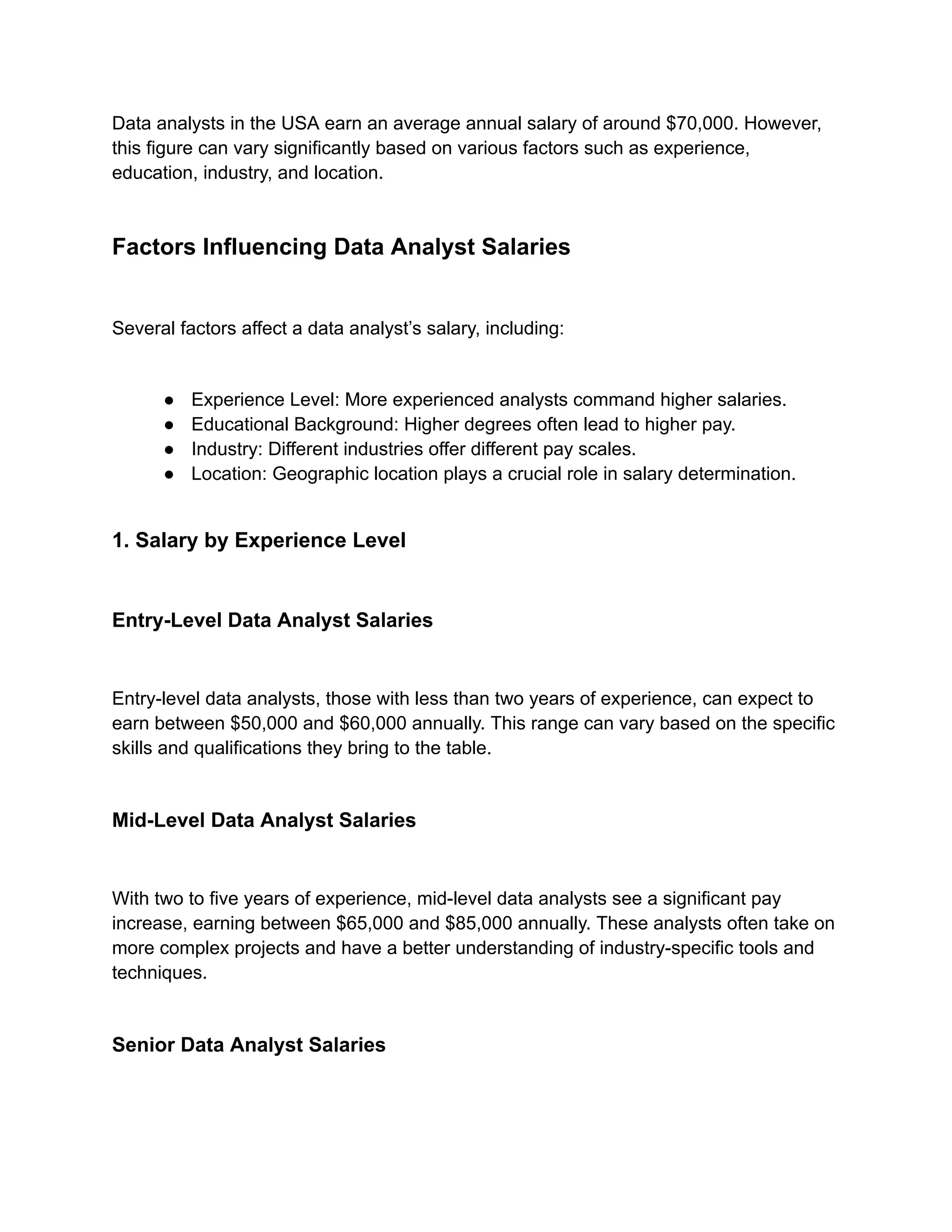 Data Analyst Salaries in the USA | CyberPro Magazine | PDF