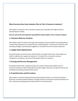 Data Analytics for E-Commerce: Driving Growth with Expert Training | PDF
