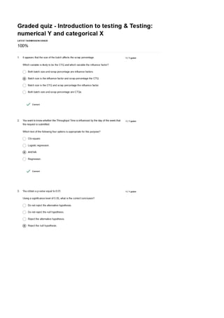Data Analytics for Lean Six Sigma Questions and Answers | PDF