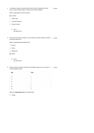 Data Analytics for Lean Six Sigma Questions and Answers | PDF