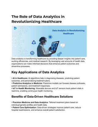 Role Of Data Analytics In Revolutionizing Healthcare | PDF