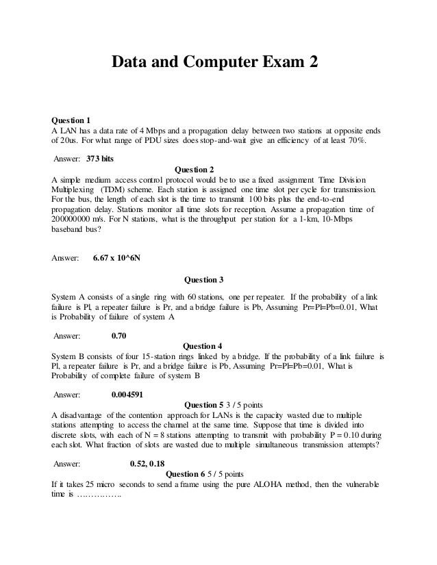 Data and computer communication exam ll