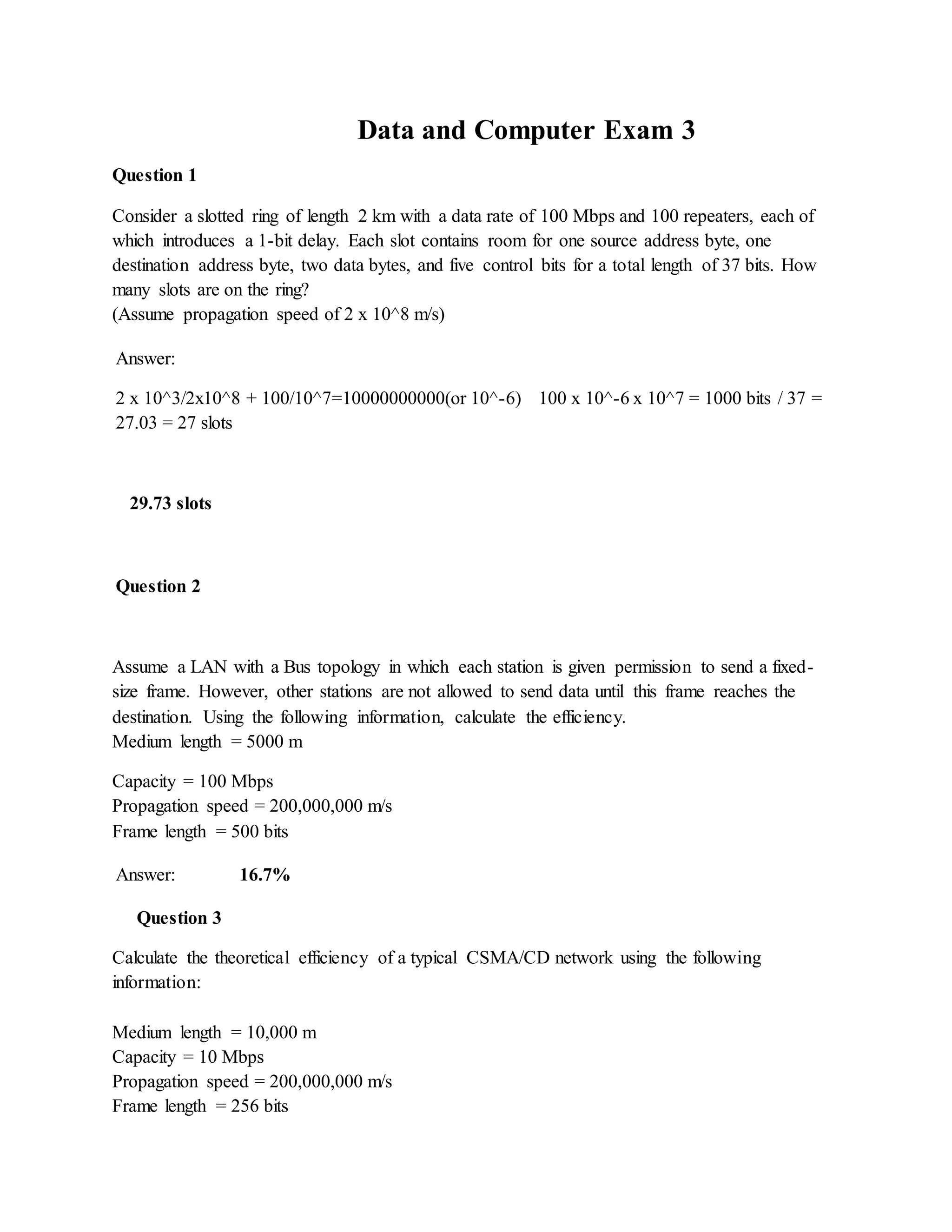 Data and computer communication exam lll | DOCX | Computer Networking | Computing