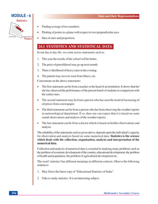 Data and their representations - statistics | PDF