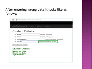 Data annotation validation (ASP.net) | PPTX | Web Development | Internet