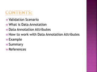 Data annotation validation (ASP.net) | PPTX