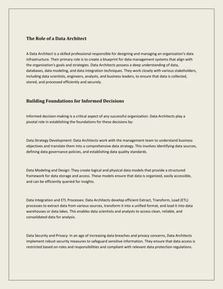 Data Architect: Building Foundations for Informed Decisions | PDF