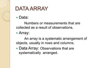 Data array and frequency distribution | PPTX
