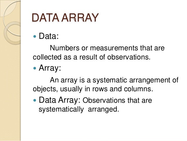 Data array and frequency distribution