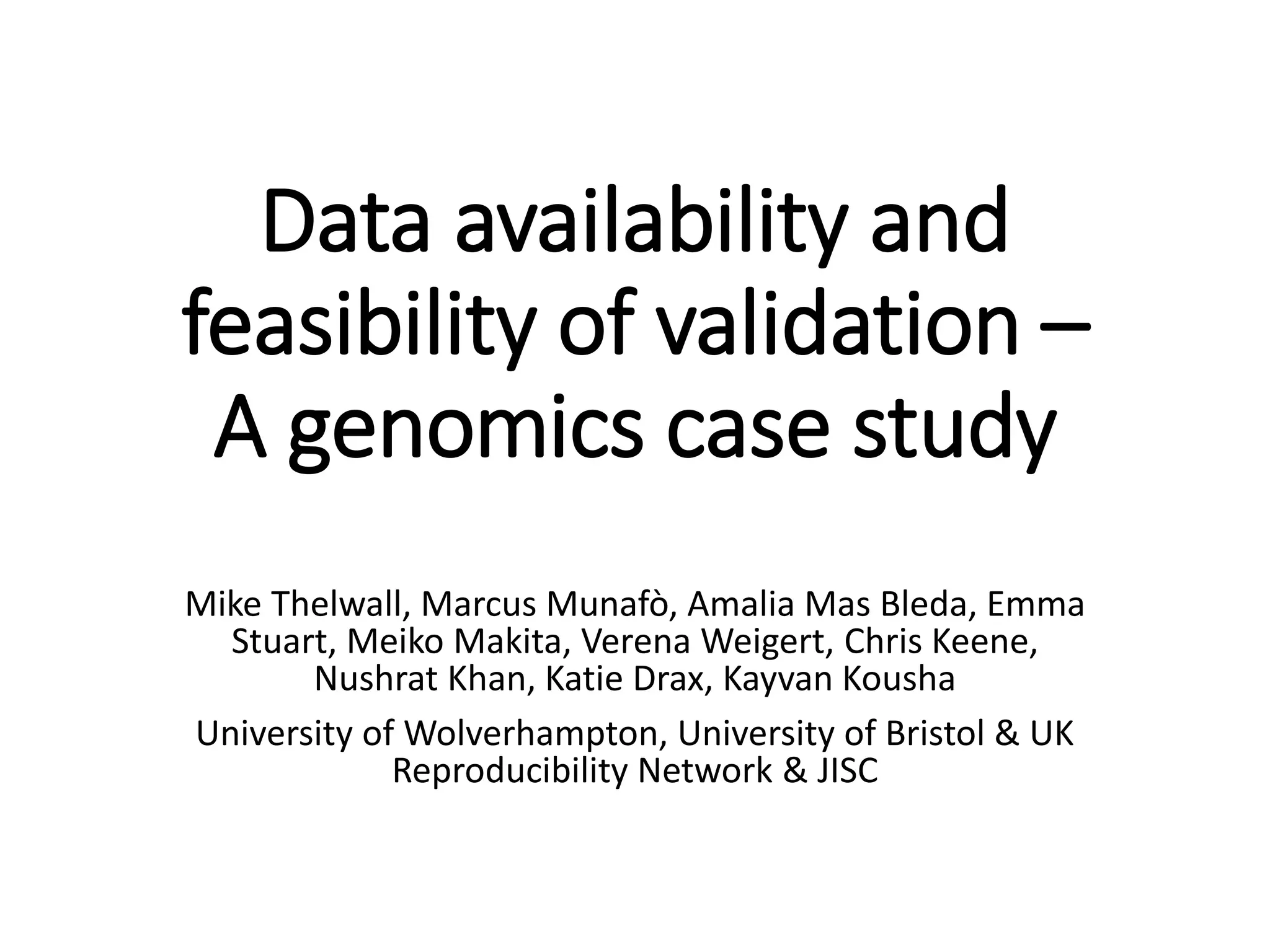 Data availability Study | PPTX | Databases | Computer Software and ...