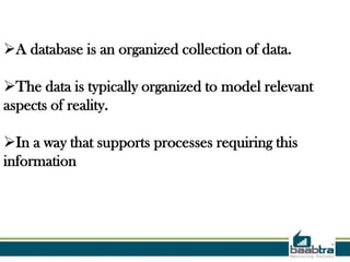Database | PPTX | Databases | Computer Software and Applications