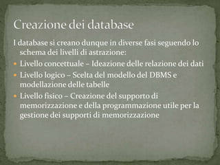 Database - Appunti teorici | PPTX