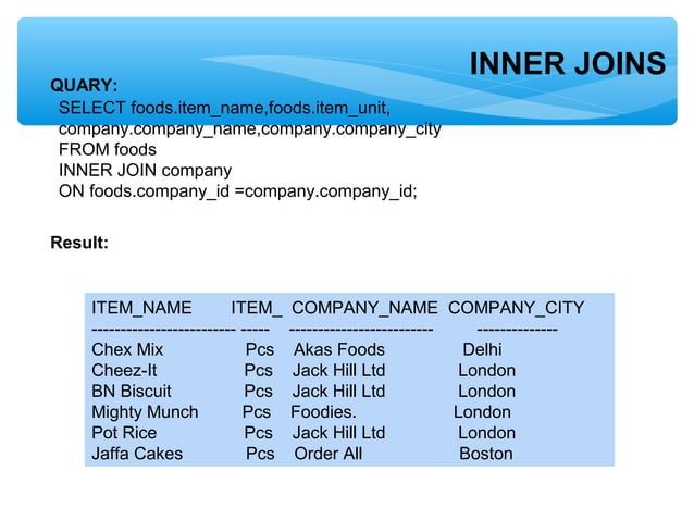SQL Joinning.Database | PPT | Databases | Computer Software and Applications