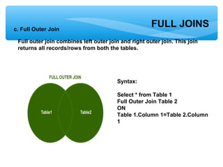 SQL Joinning.Database | PPT | Databases | Computer Software and Applications