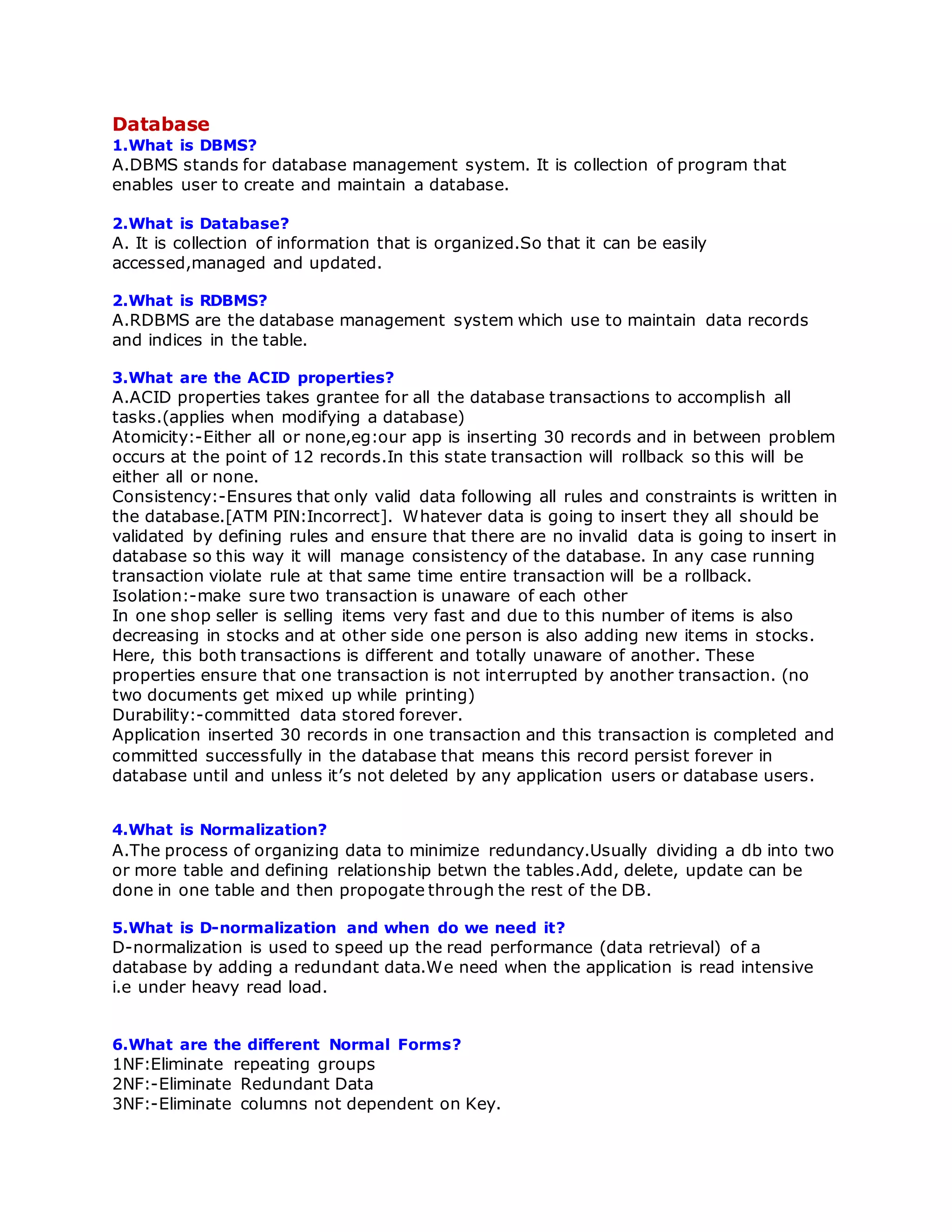 Sql Server Interview Question | DOCX