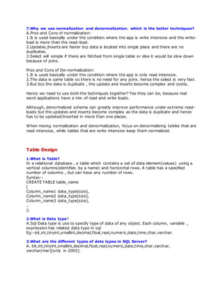 Sql Server Interview Question | DOCX