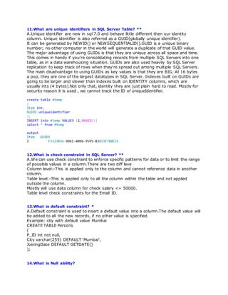 Sql Server Interview Question | DOCX