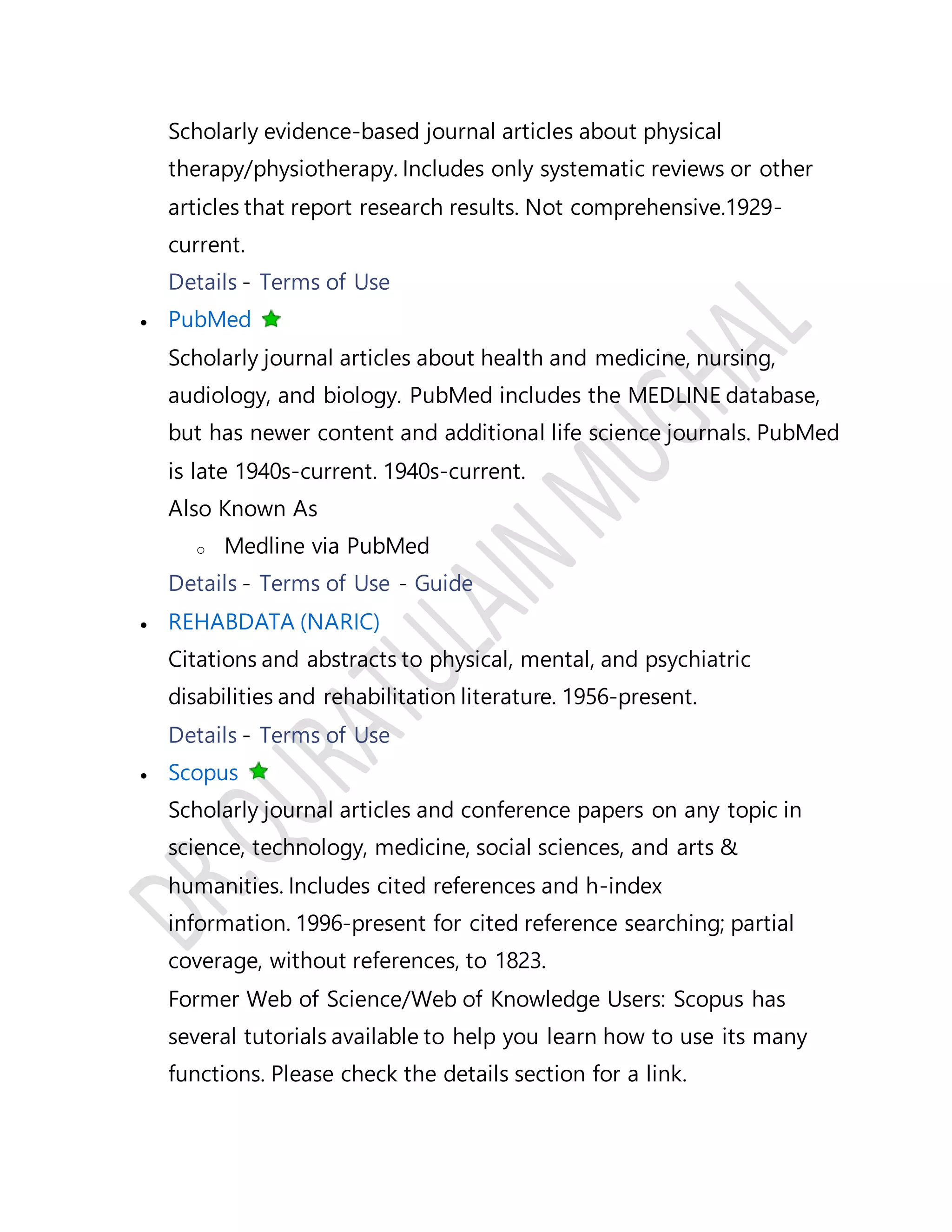 DATABASE USE IN PHYSICAL THERAPY | DOCX