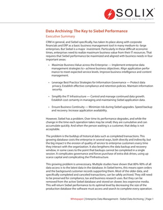 Database Archiving: The Key to Siebel Performance | PDF