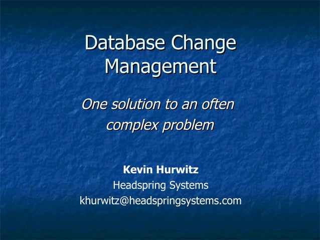 Database Change Management | PPT