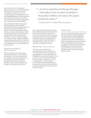 Database Comparison & Synch | Change Manager Success Story | PDF ...